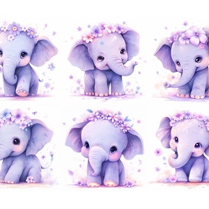Flower Baby Elephant Sublimation Clipart, Elephant, Baby Elephant ...