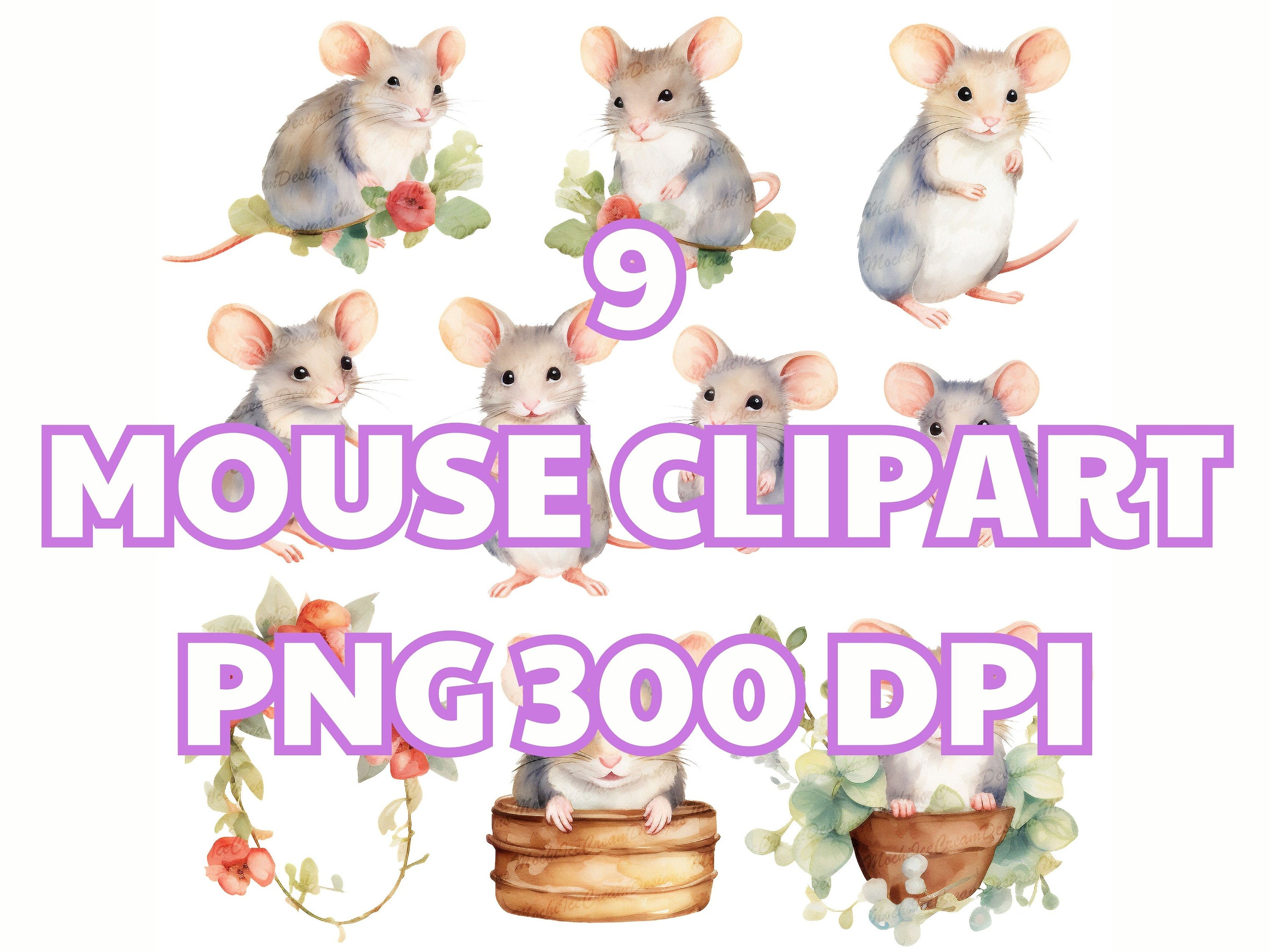 Watercolour Little Mouse Clipart Fairytale Mice PNG Digital - Etsy