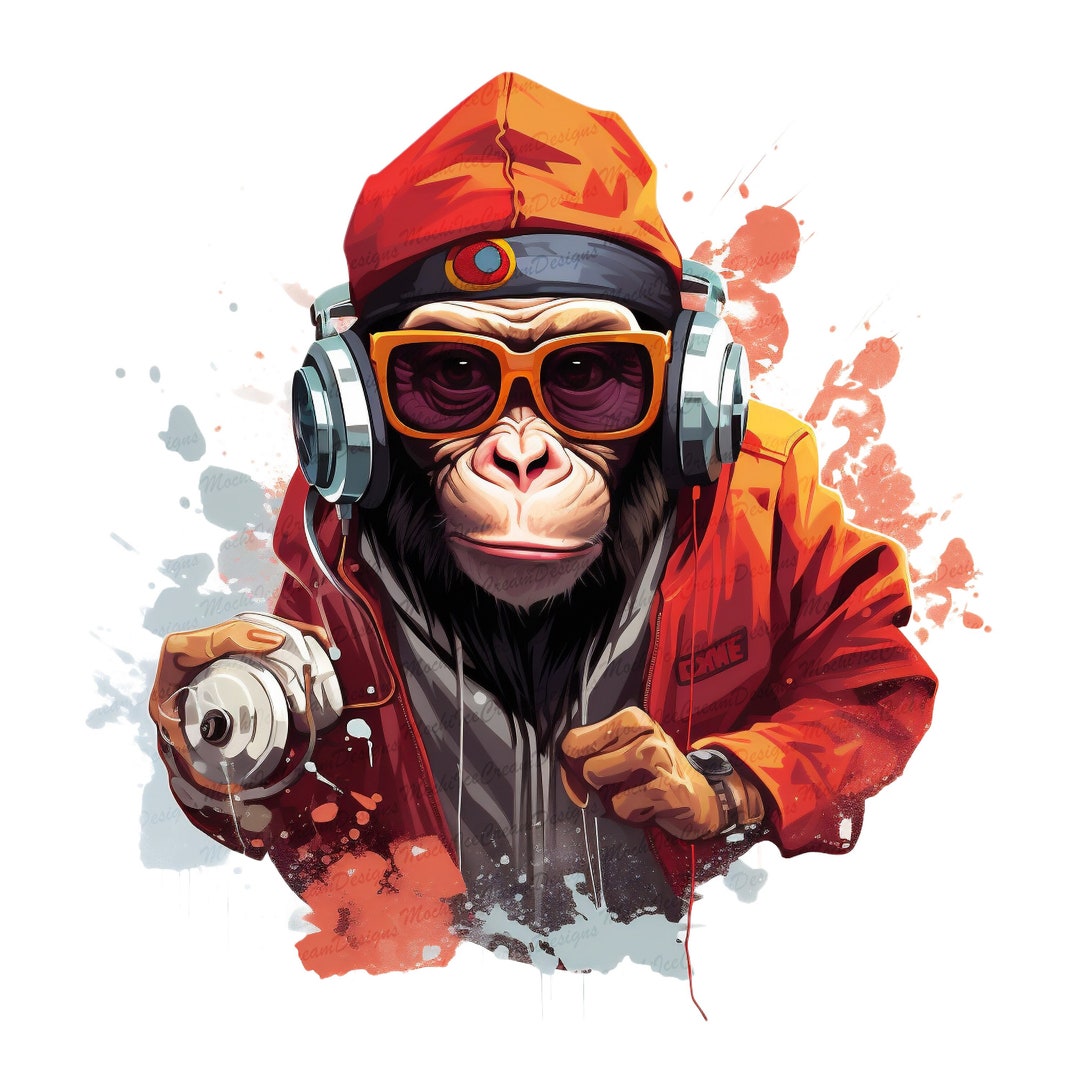 Hip Hop Monkey PNG Illustration, Graphic T-shirt Digital File ...