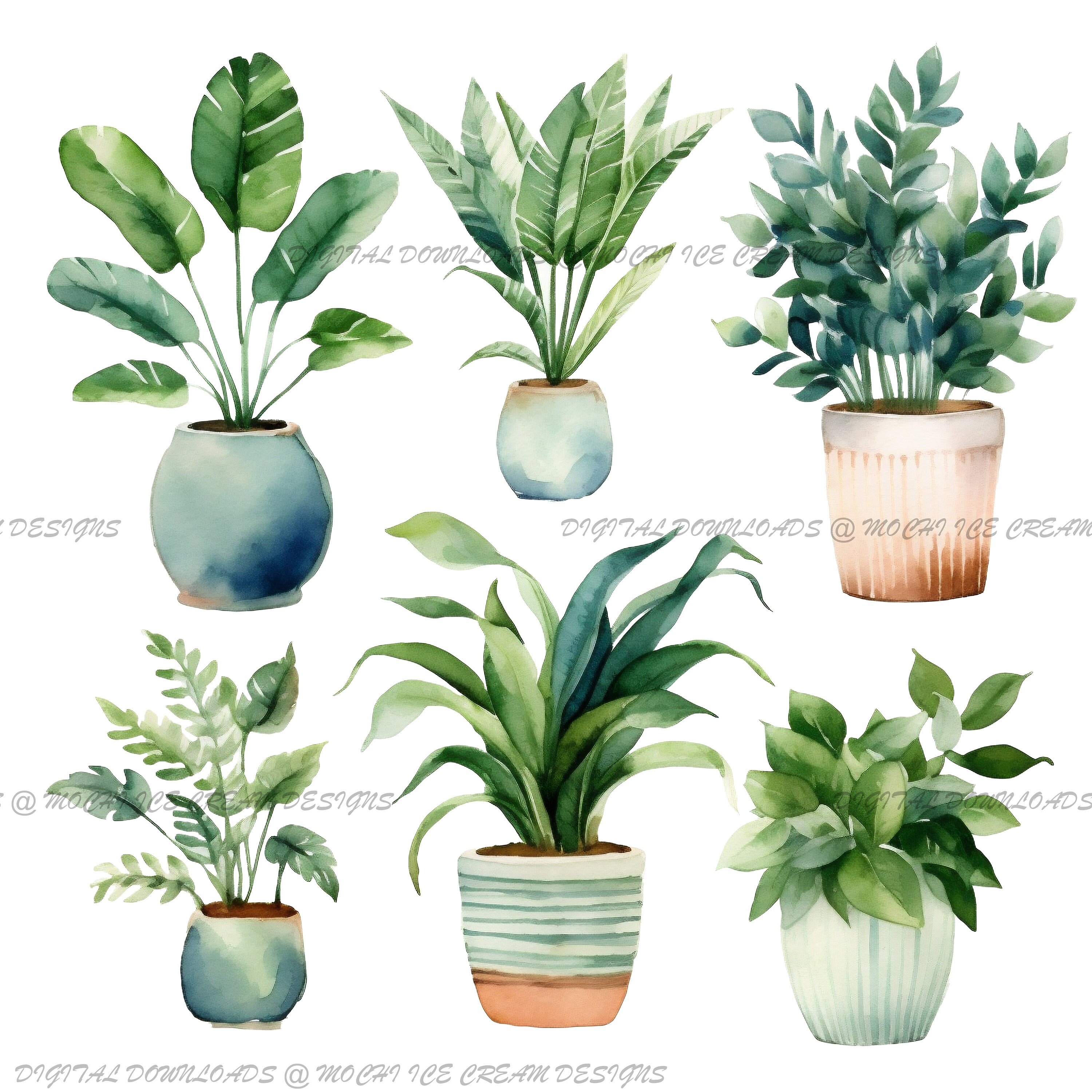Watercolor House Plants Clipart - Watercolor Gardening Download ...