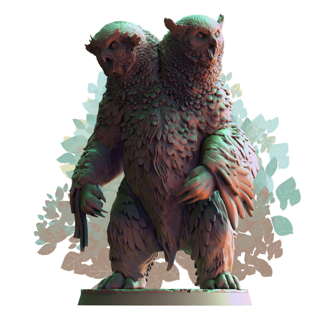Two-headed Owlbear owlbear Cub Included by Printmyminis - Etsy