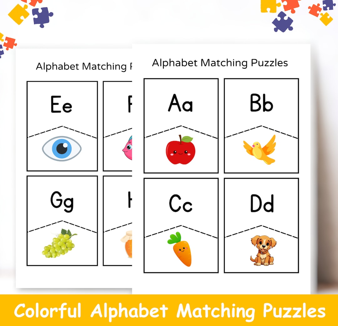 Colorful Alphabet Matching Puzzle Printouts kids-teacher Coloring Pages ...