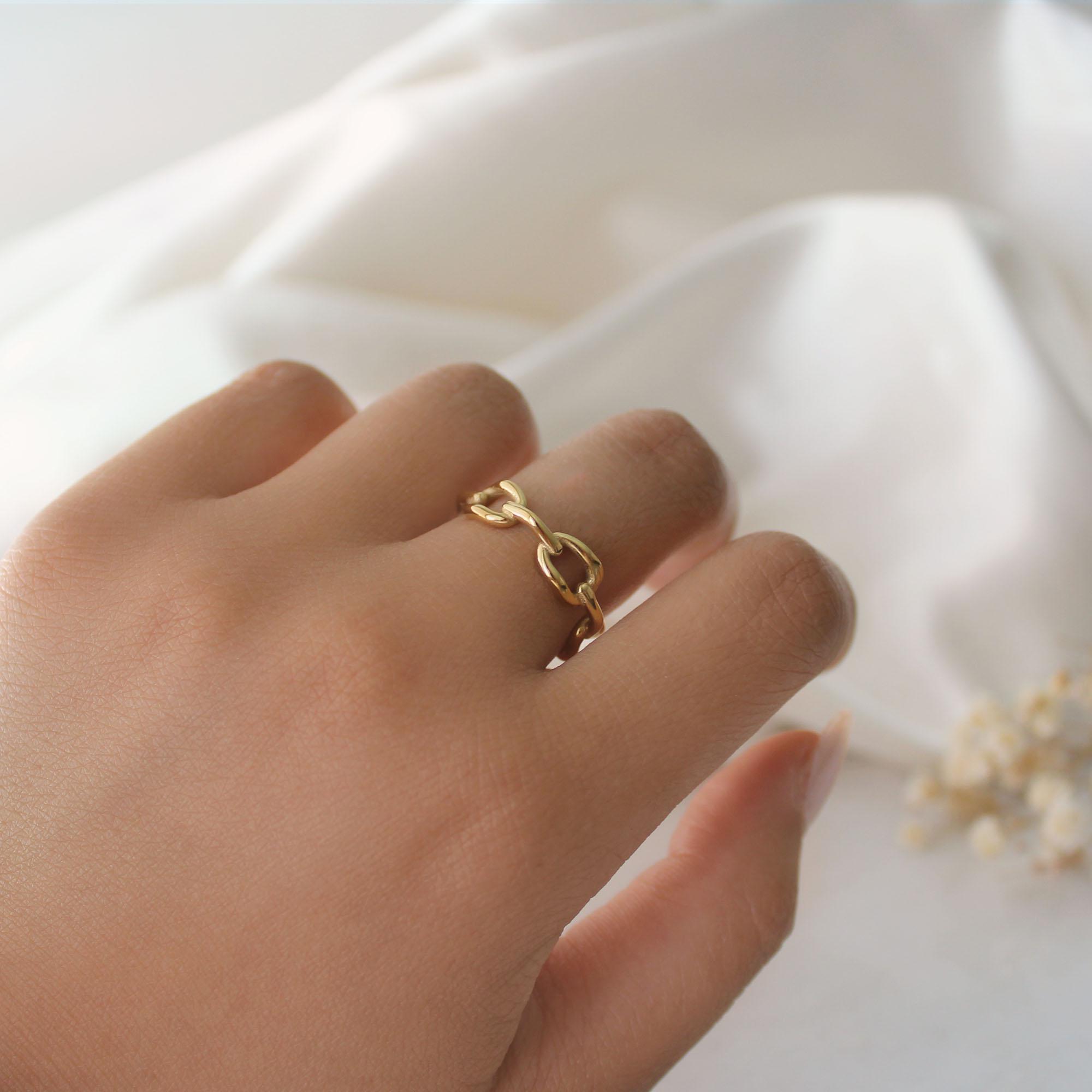 Thick Chain Gold Ring - Buckle Chain Gold Ring, Cuban Link Chain Ring ...
