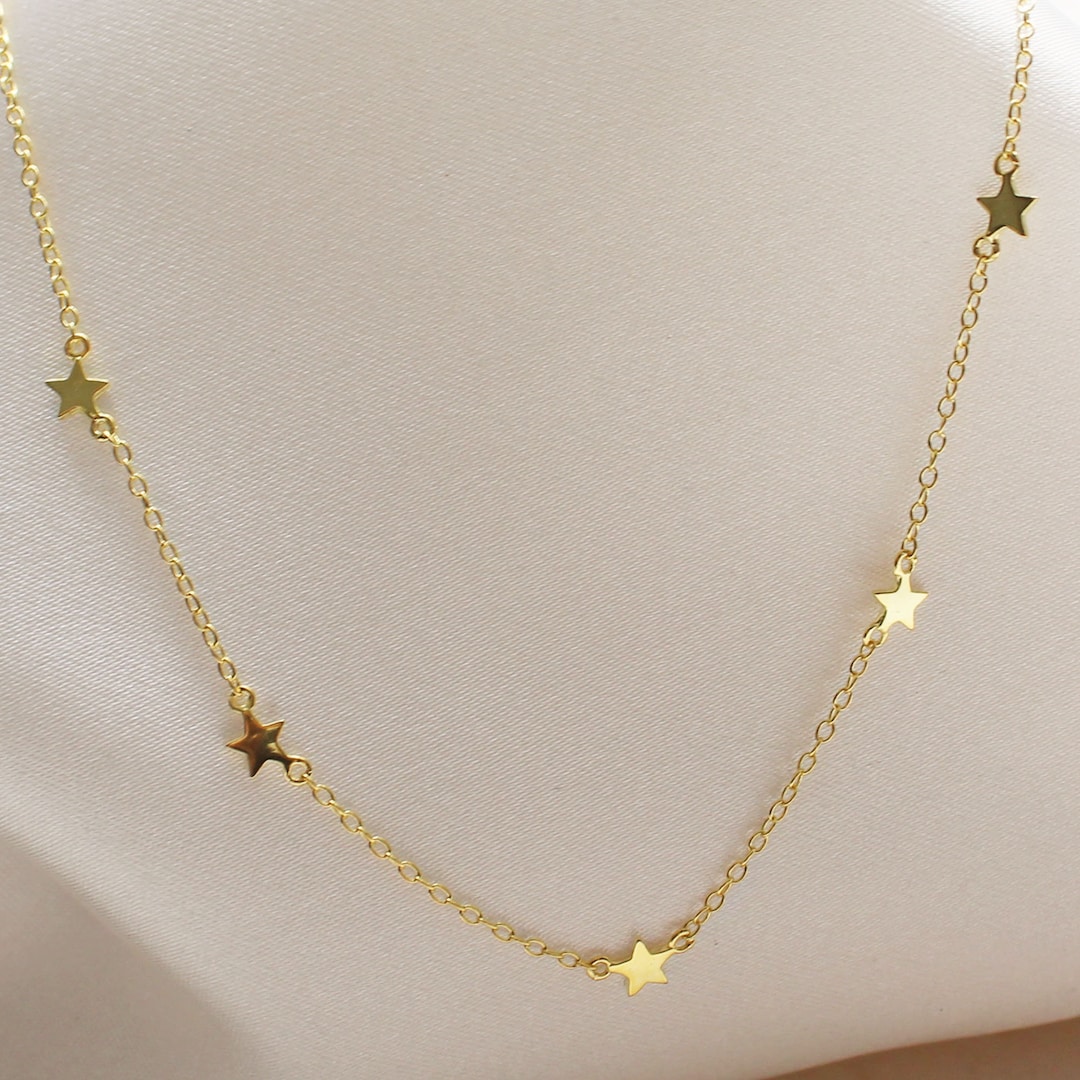 Celestial Multi Star Gold Necklace - 5 Star Yard Necklace, Celestial ...