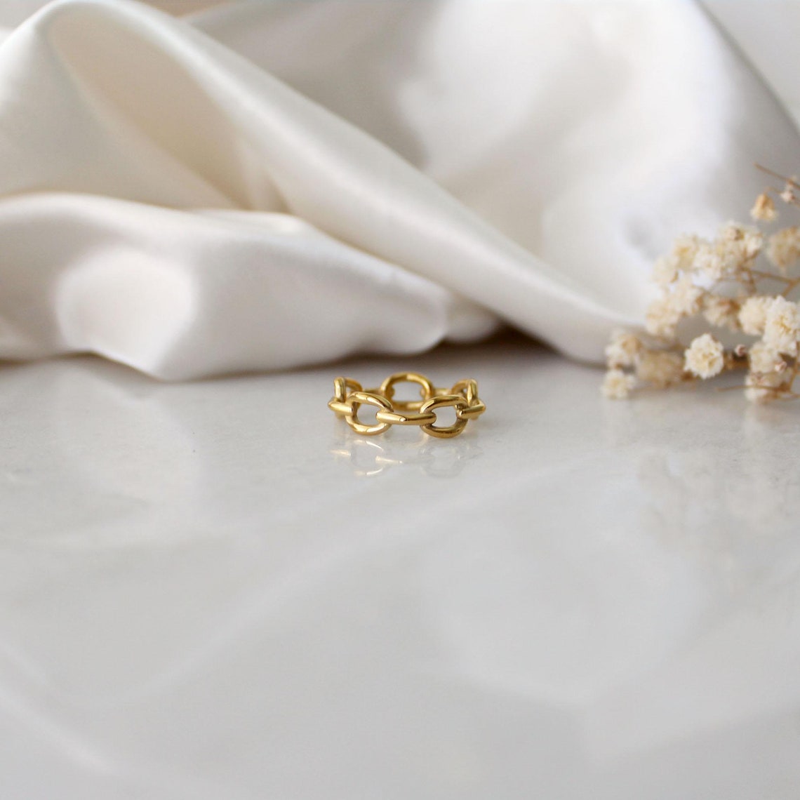 Thick Chain Gold Ring - Buckle Chain Gold Ring, Cuban Link Chain Ring ...