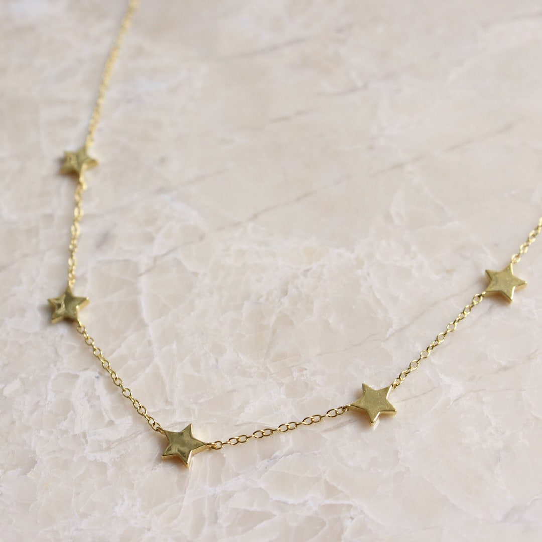 Star Gold Necklace - Star by the Yard Gold Necklace - Celestial Multi ...