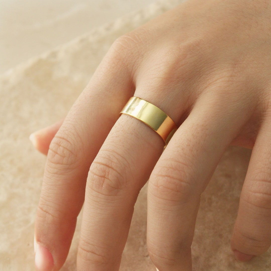 Cigar Ring Classic Cigar Gold Ring Statement Wide Cigar Gold Ring Large ...