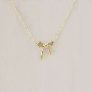 Ribbon Gold Necklace - Dainty Ribbon Pendent Gold Necklace - Beautiful ...