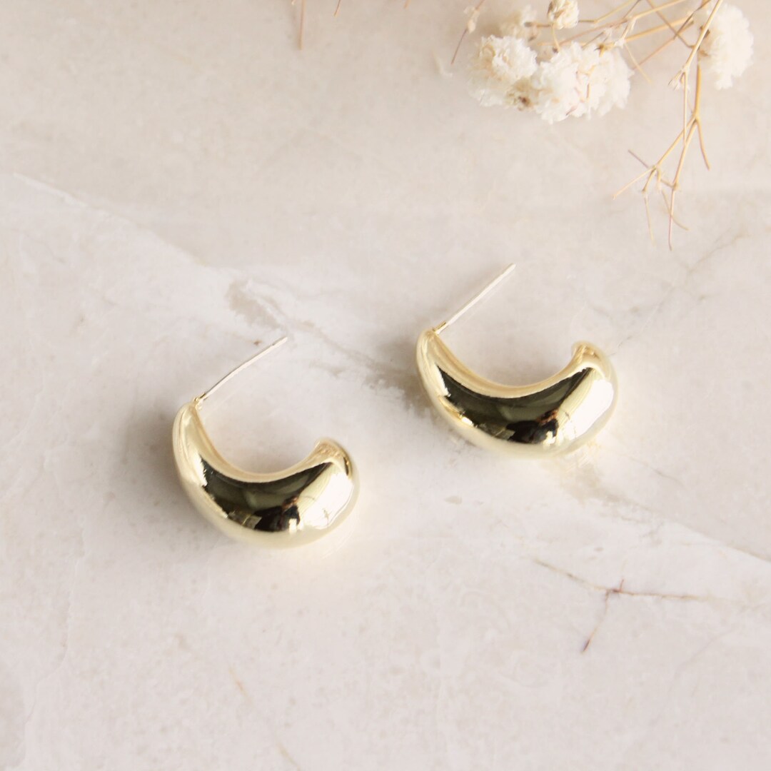 Gold Tear Drop Gold Earrings Chunky Statement Gold Drop Earrings, Wide ...