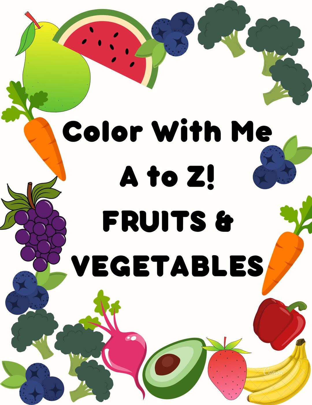 Color With Me A to Z Fruits and Vegetables - Etsy