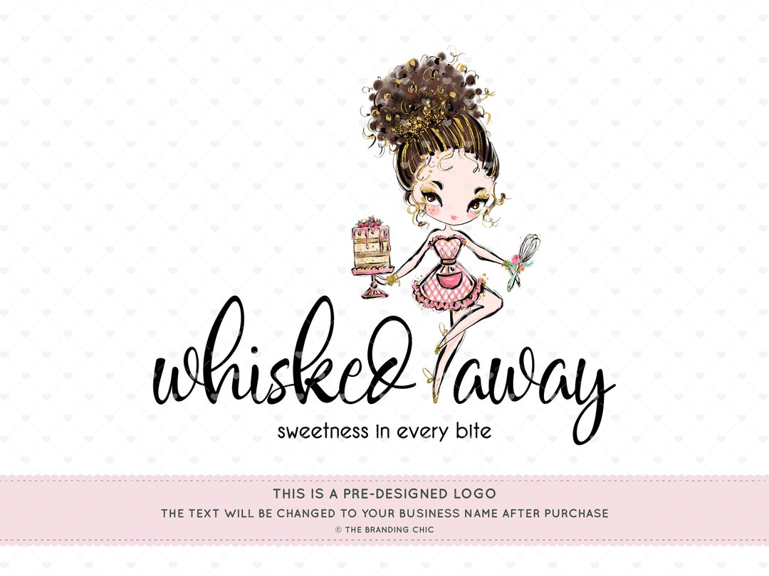 Baking Logo, Cute Girl Logo, Cake Logo, Premade Logo Design, Cafe Logo ...