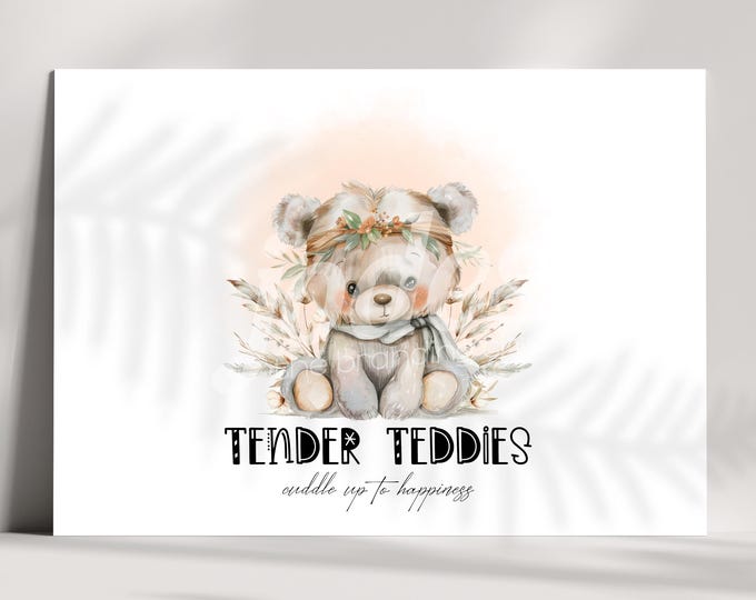Teddy Logo, Boutique Logo, Nature Logo, Bear Logo, Childrens Logo ...