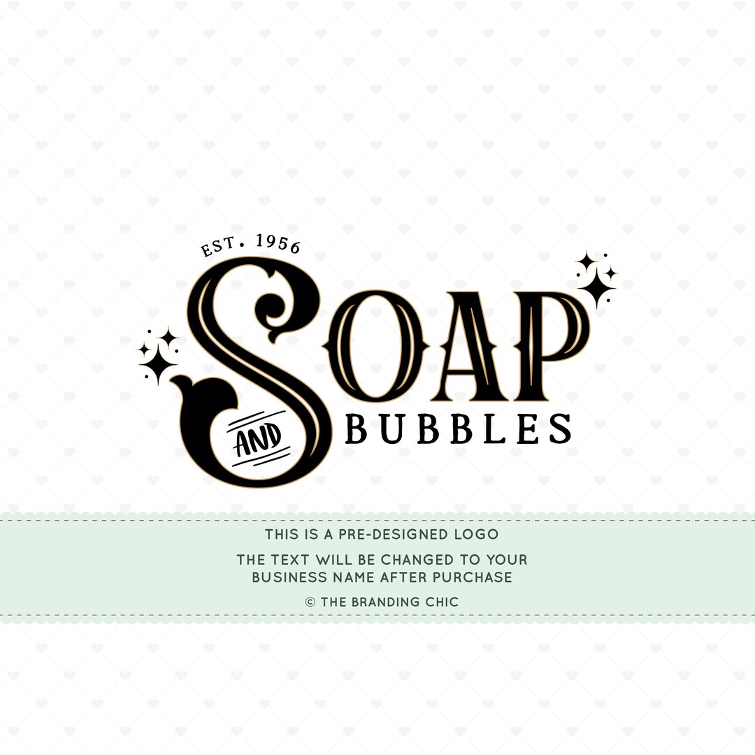 Soap Logo, Beauty Logo, Bubbles Logo, Bath Logo, Apothecary Logo, Text ...