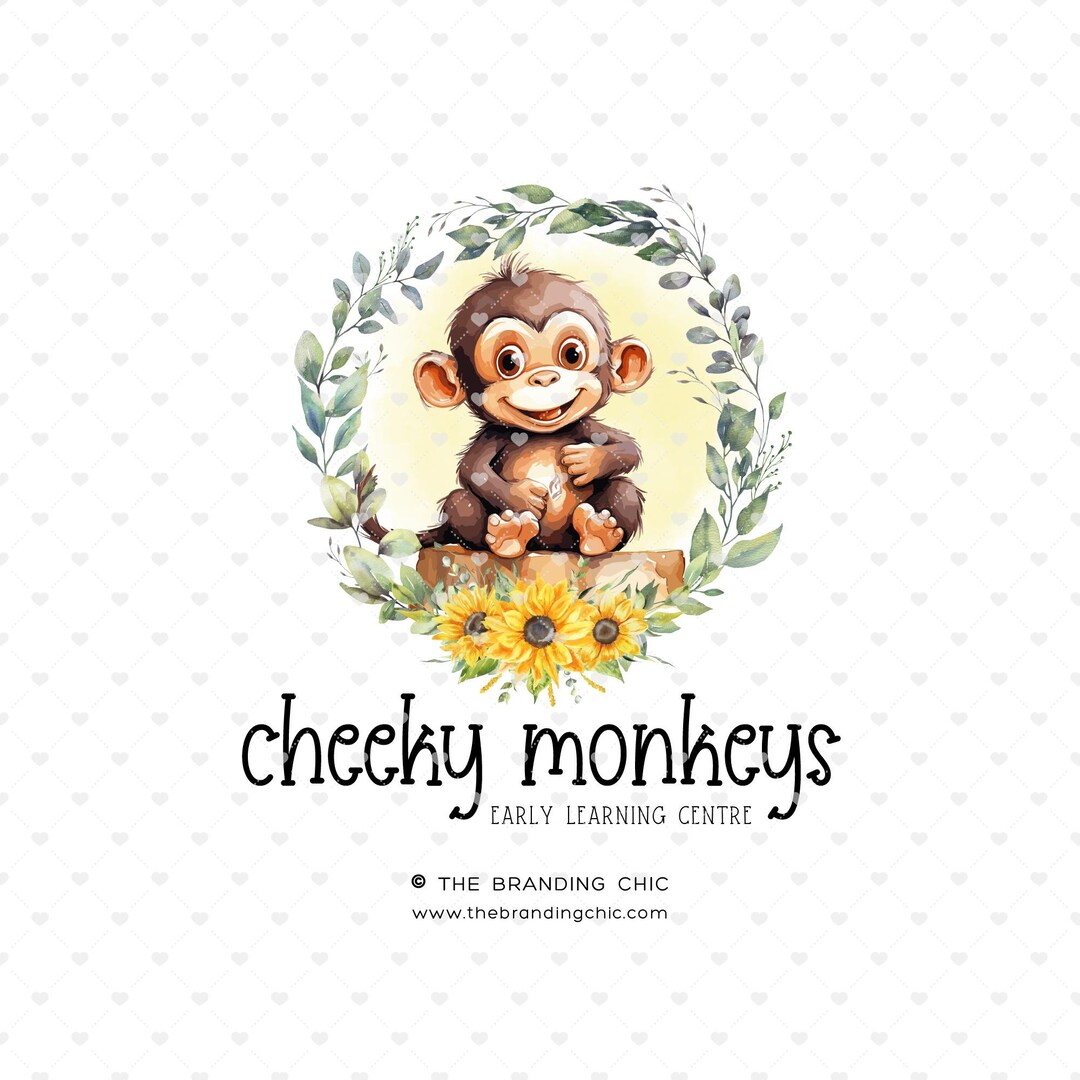 Monkey Logo, Animal Logo, School Logo, Whimsical Logo, Jungle Logo ...