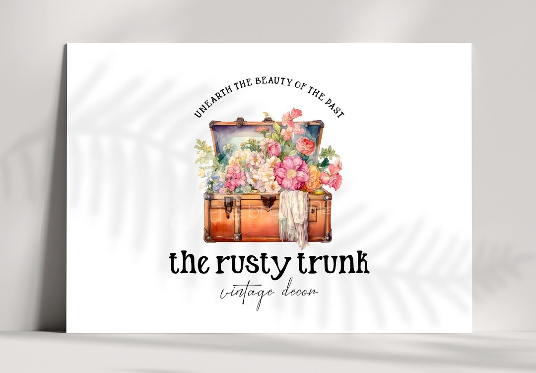 Trunk Logo, Vintage Logo, Floral Logo, Rustic Logo, Beauty Logo ...
