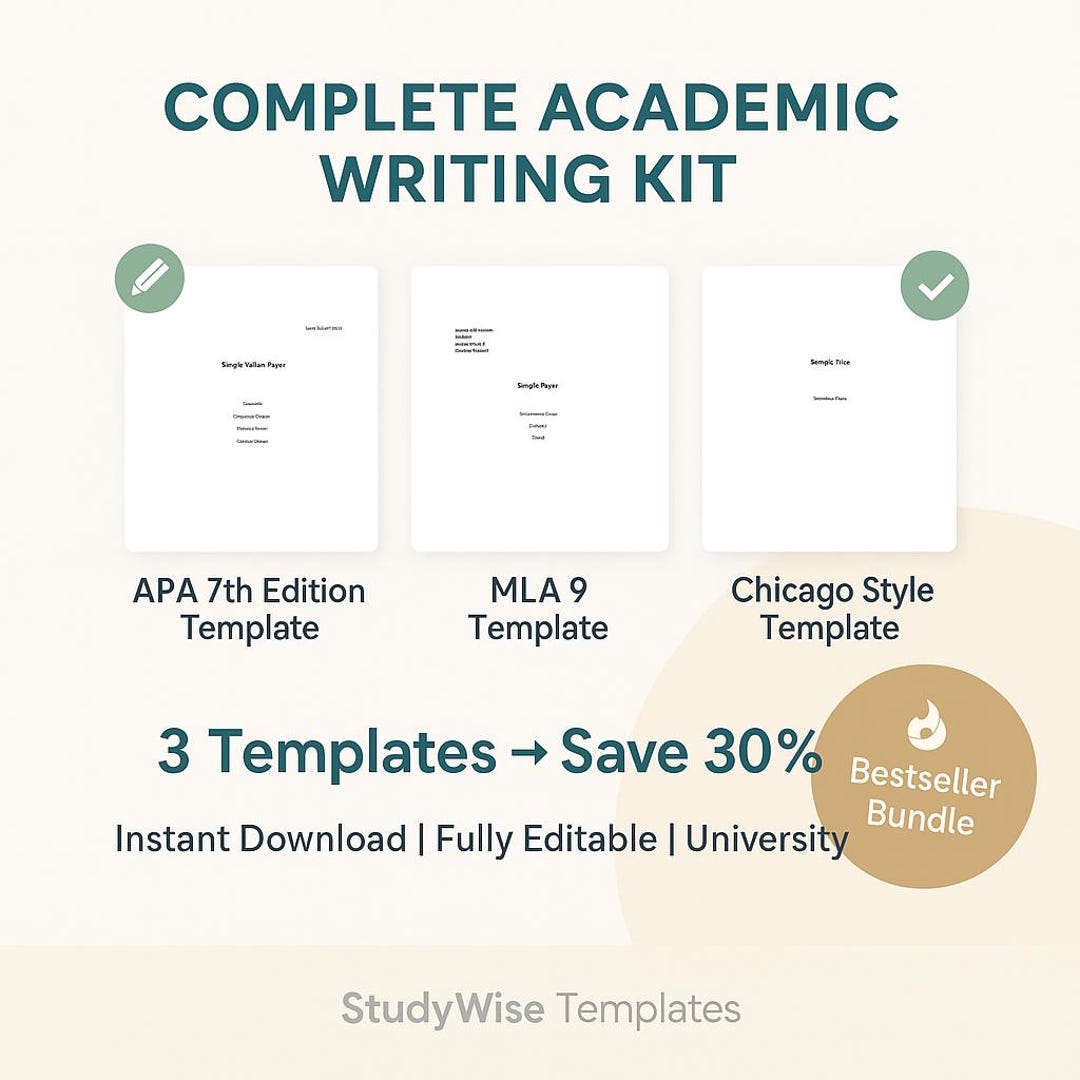 APA 7th Edition + MLA 9 + Chicago Template Bundle | College Essay ...