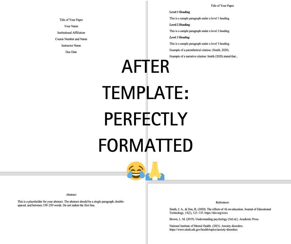 Editable APA 7th Edition Student Paper Template for Word | University ...