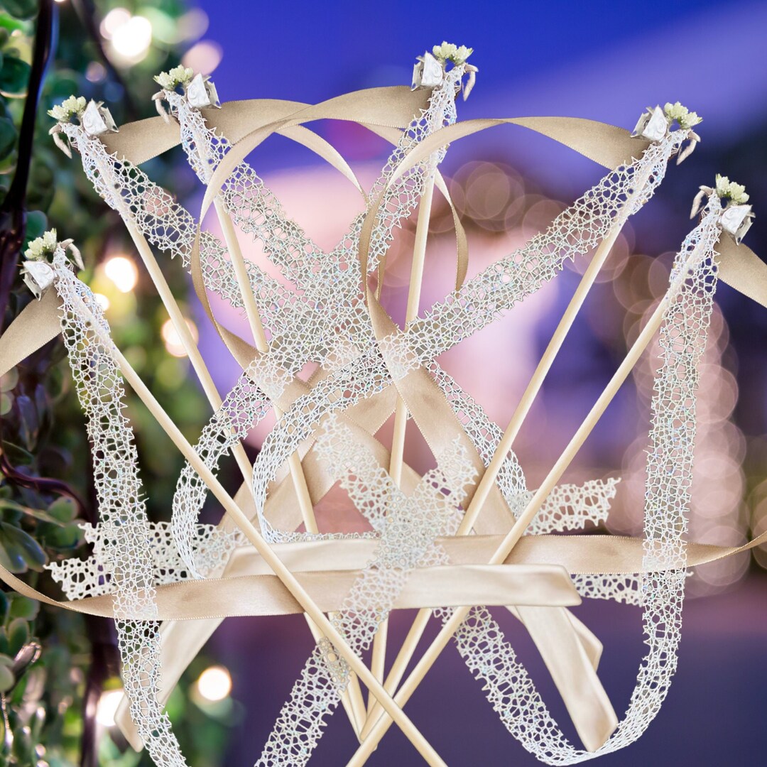 50 Country Send off Wedding Wands With Blush, Carmel or Blue and Lace ...