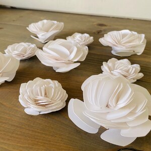 9 White Rolled Paper Flower Roses for Crafting - Etsy