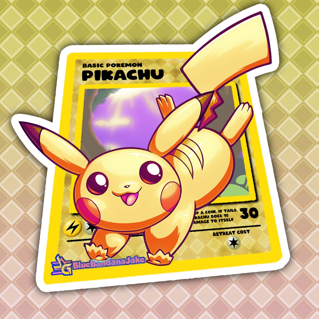 Pikachu Sticker Holographic Vinyl Pokemon Card Trading Card Game Design ...