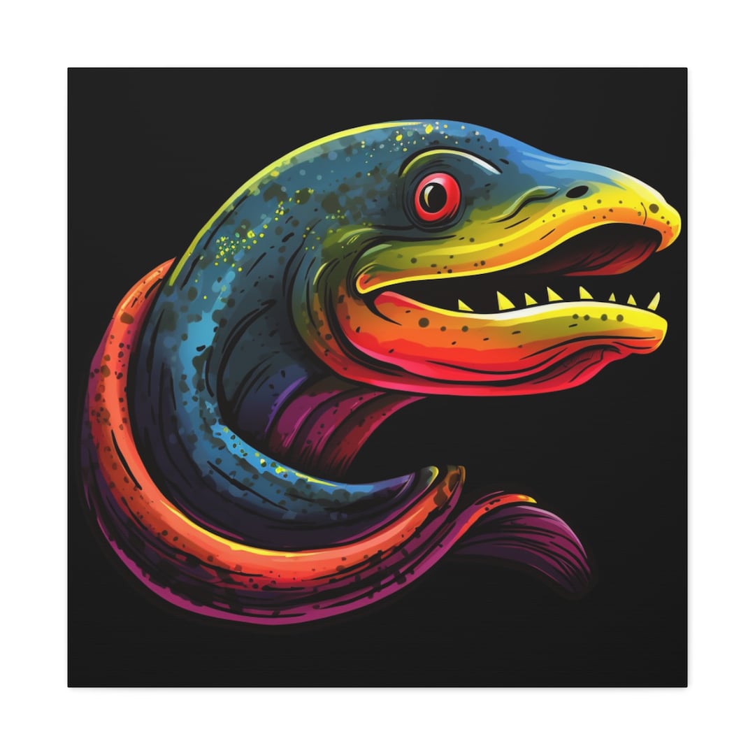 Moray Eel Abstract Vibrant Portrait 1, Wall Art, Wedding Gift ...