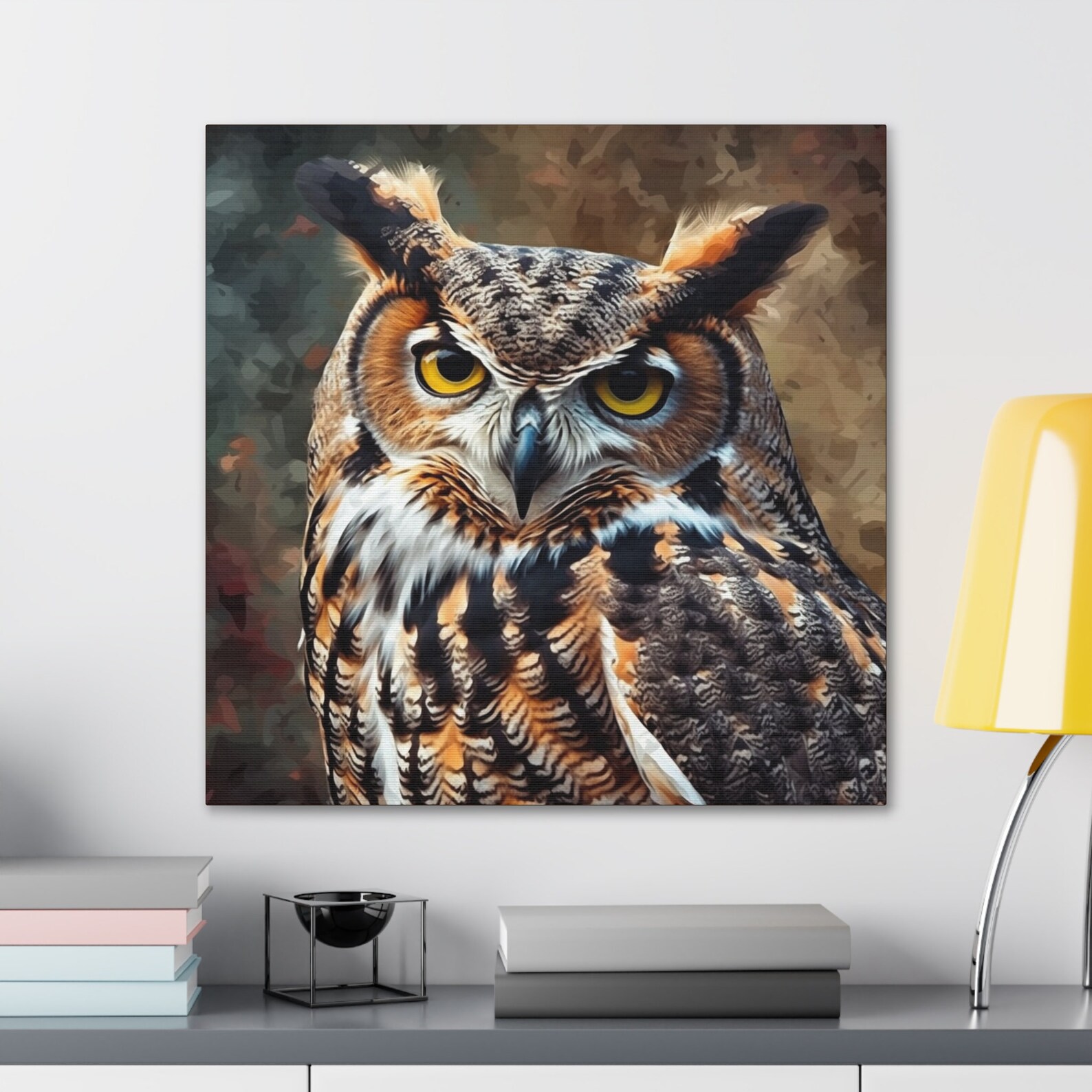 Great Horned Owl Portrait Life-like, Wall Art, Wedding Gift, Christmas ...