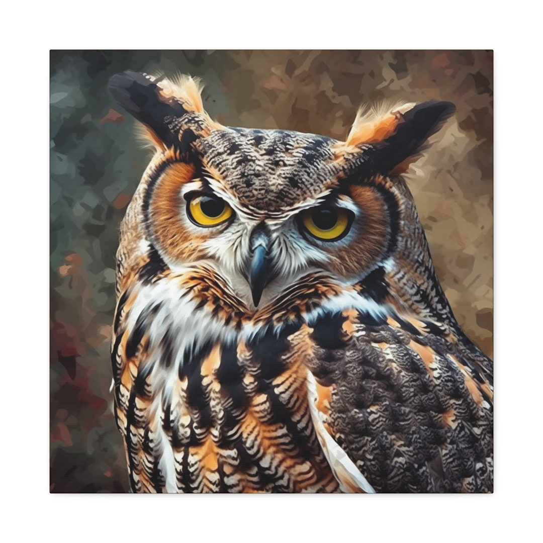 Great Horned Owl Portrait Life-like, Wall Art, Wedding Gift, Christmas ...