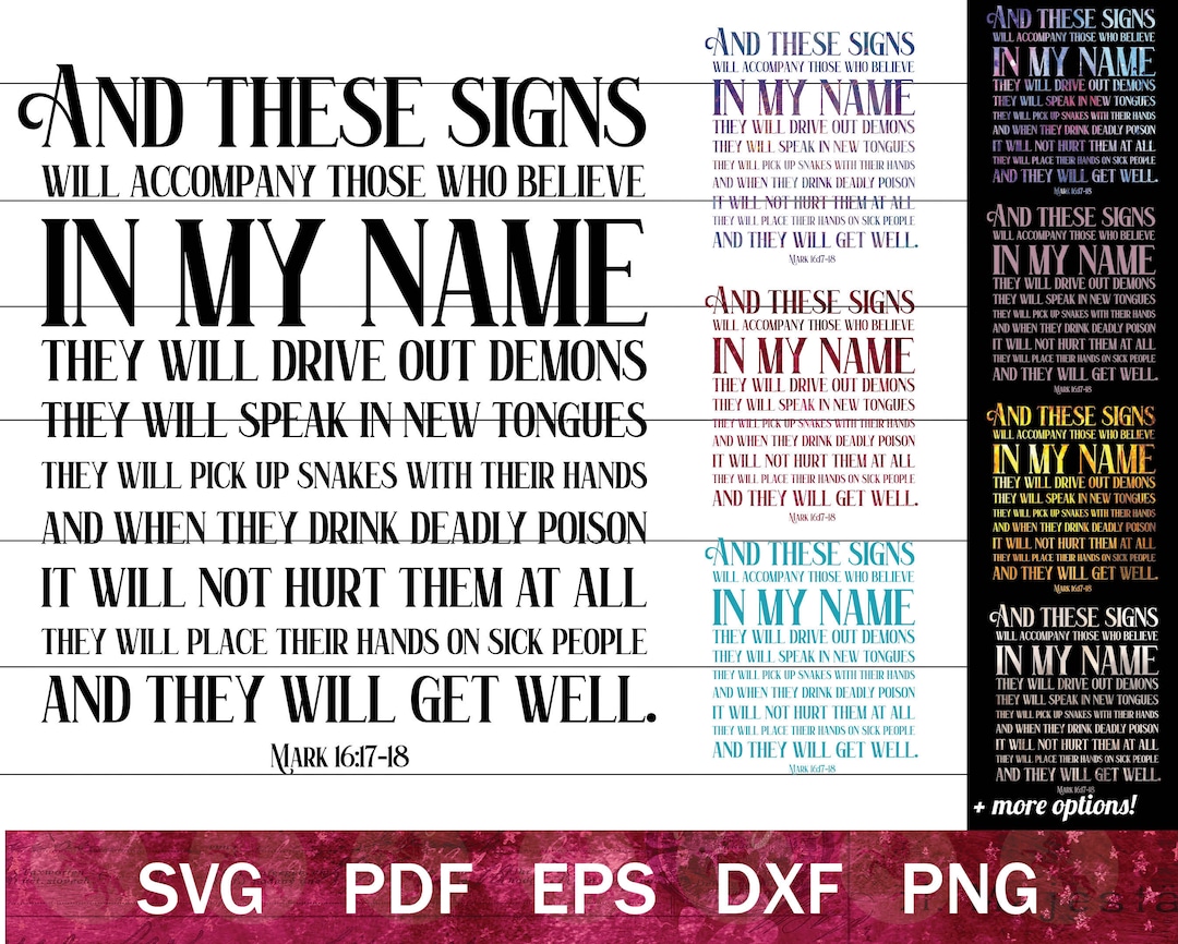 Mark 16:17-18 Christian Deliverance SVG Bundle, Scripture Design, Cast ...