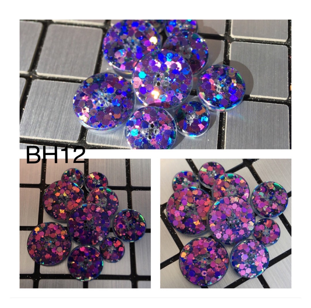 Several Colors. Unique Buttons Made of Epoxy Resin With Holographic ...