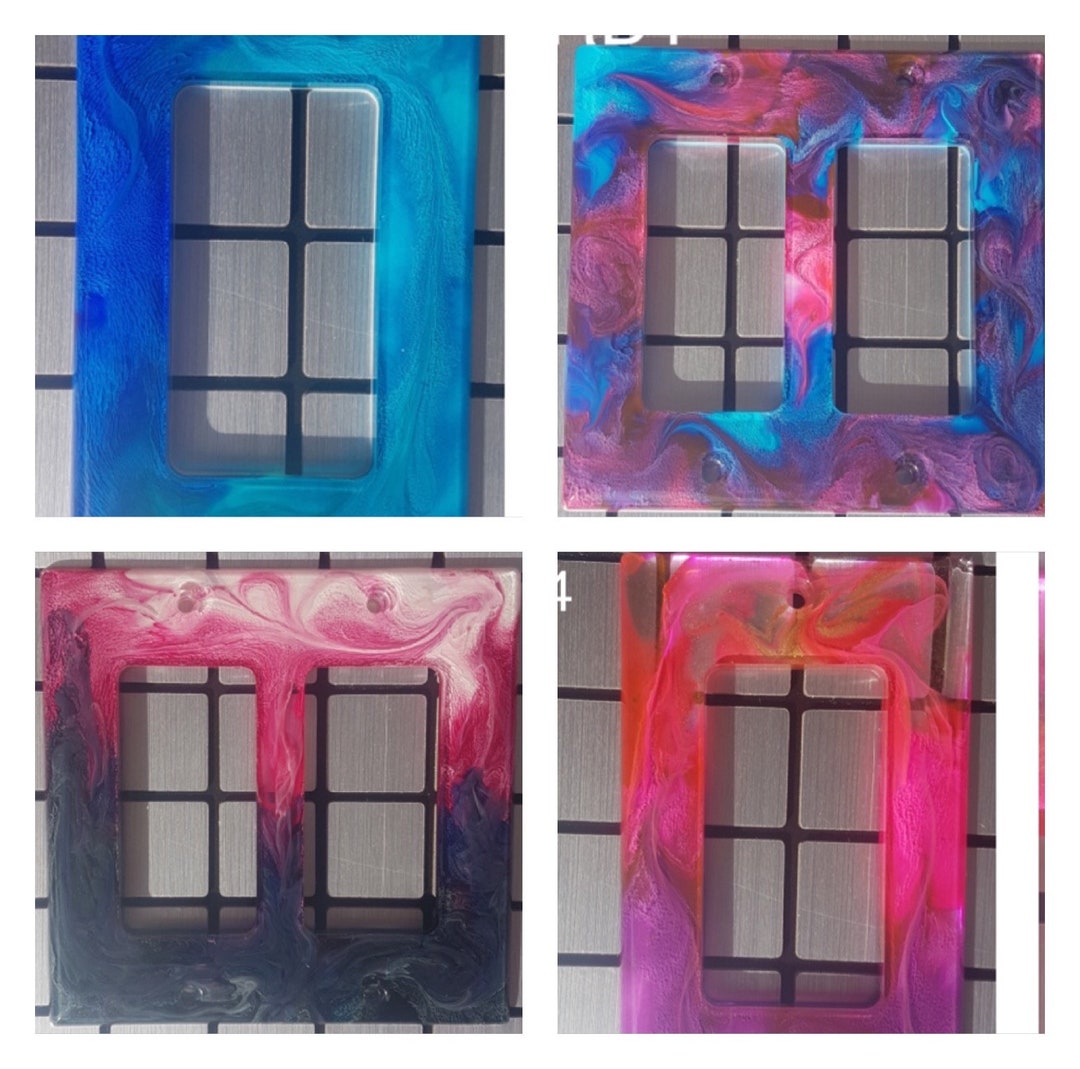 Unique Rectangular Switch Covers Made of Epoxy Resin and Alcohol Ink ...