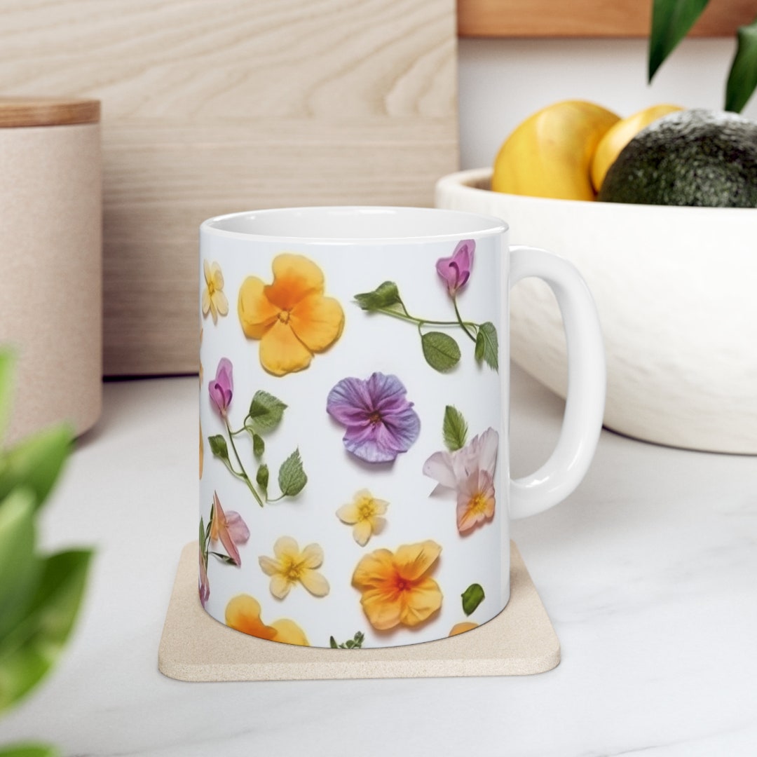 Flower Pattern Mug, Vintage Mug, Modern Mug, Minimalist Mug, Colourful ...
