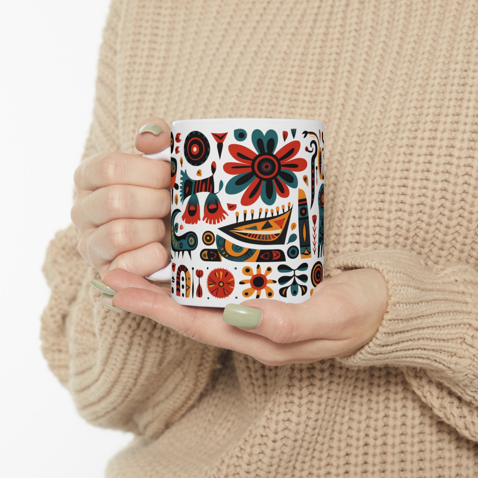 Tribal, Abstract Mugs Designs, Cultural Mugs, Colorful Mug, Geometric ...
