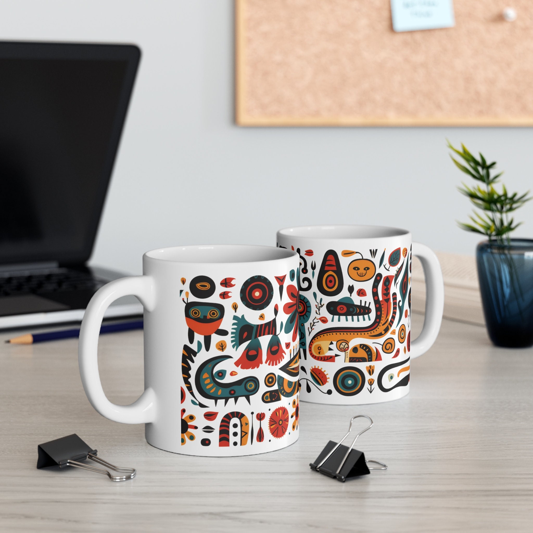 Tribal, Abstract Mugs Designs, Cultural Mugs, Colorful Mug, Geometric ...