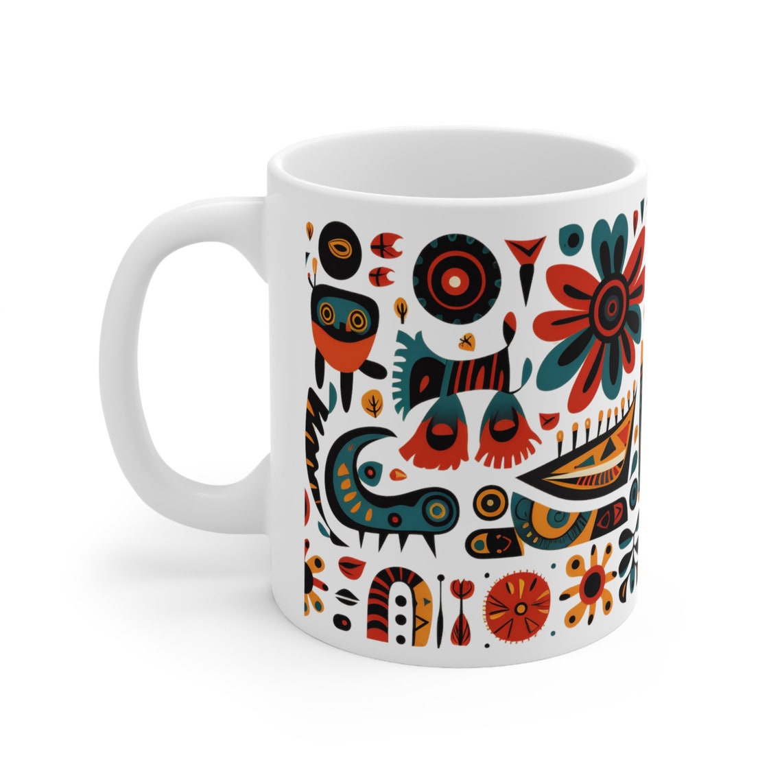 Tribal, Abstract Mugs Designs, Cultural Mugs, Colorful Mug, Geometric ...