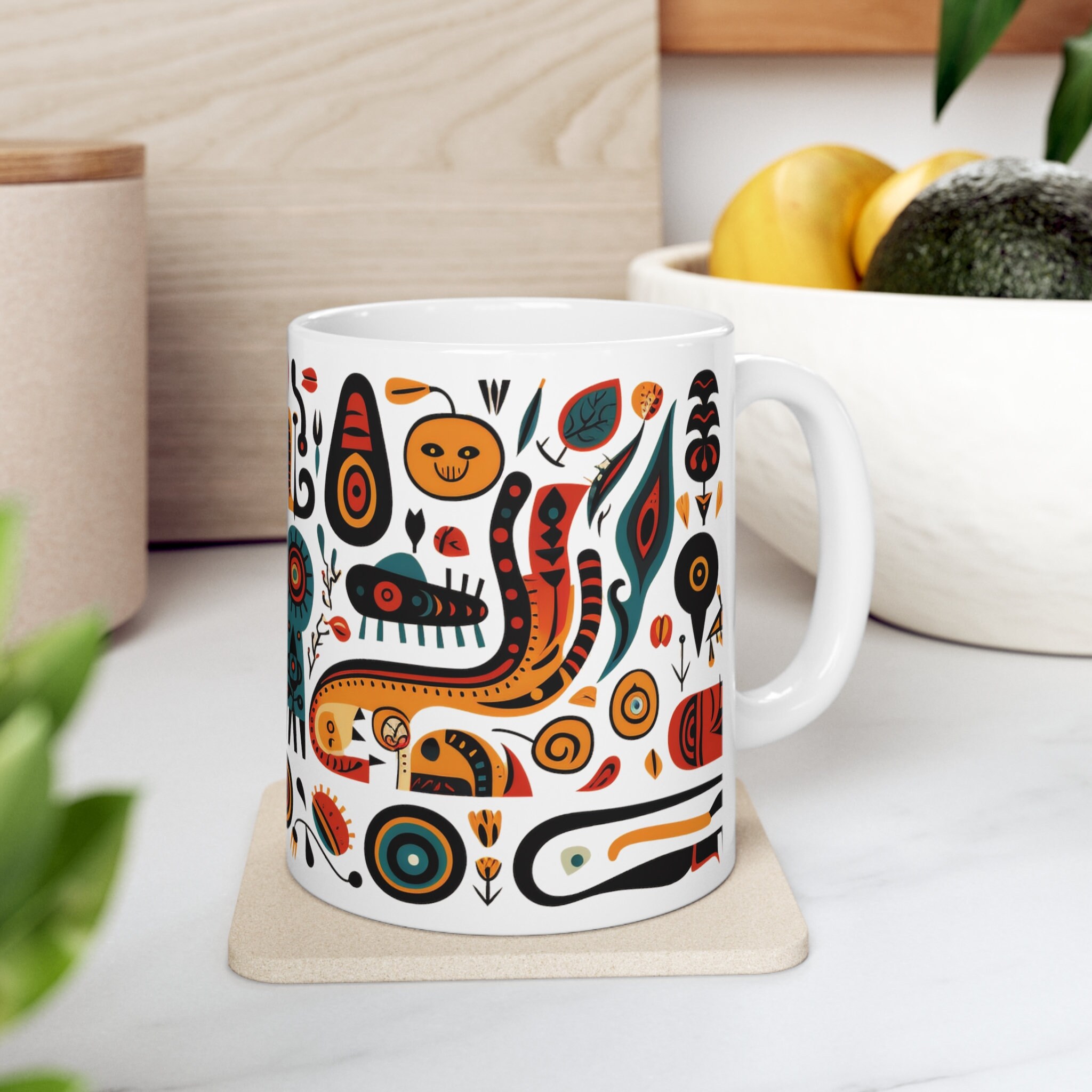 Tribal, Abstract Mugs Designs, Cultural Mugs, Colorful Mug, Geometric ...