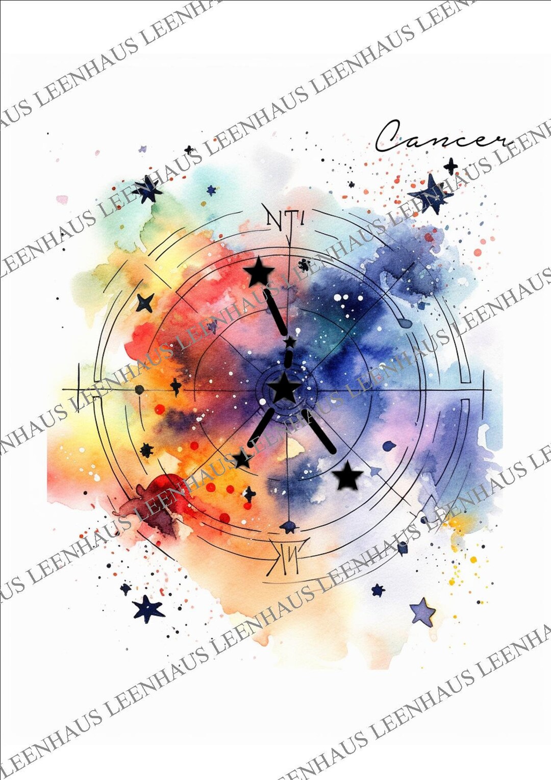 Cancer Star Sign Instant Download Print, Zodiac Art Printable, Wall Art ...