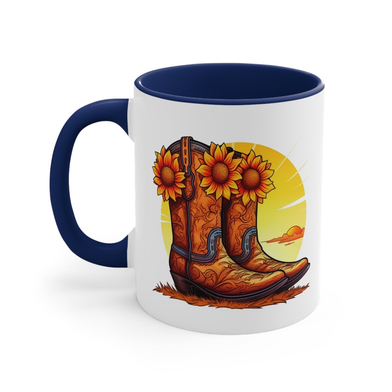 Sunflower Cowboy Boots Mugs, Howdy Boots Mugs, Accent Coffee Mug, 11oz ...
