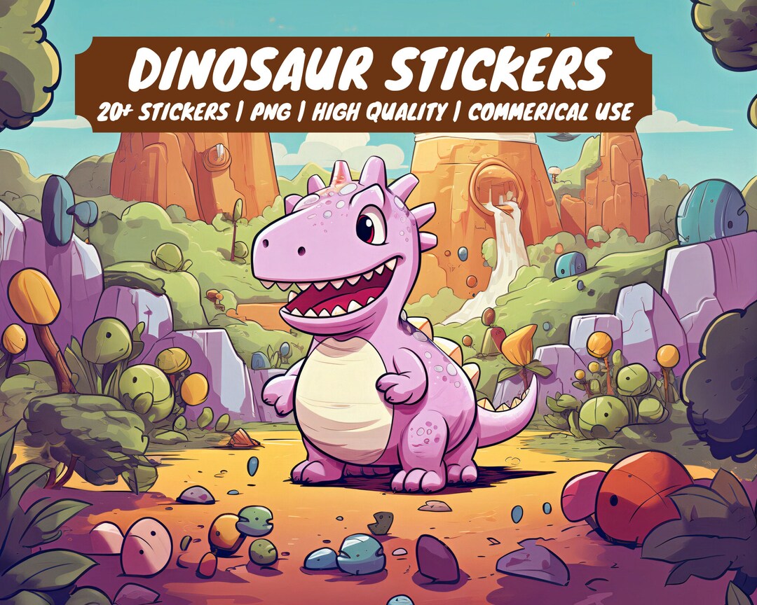 Dino Delights Digital Sticker Pack | Adorable Dinosaur Stickers for ...