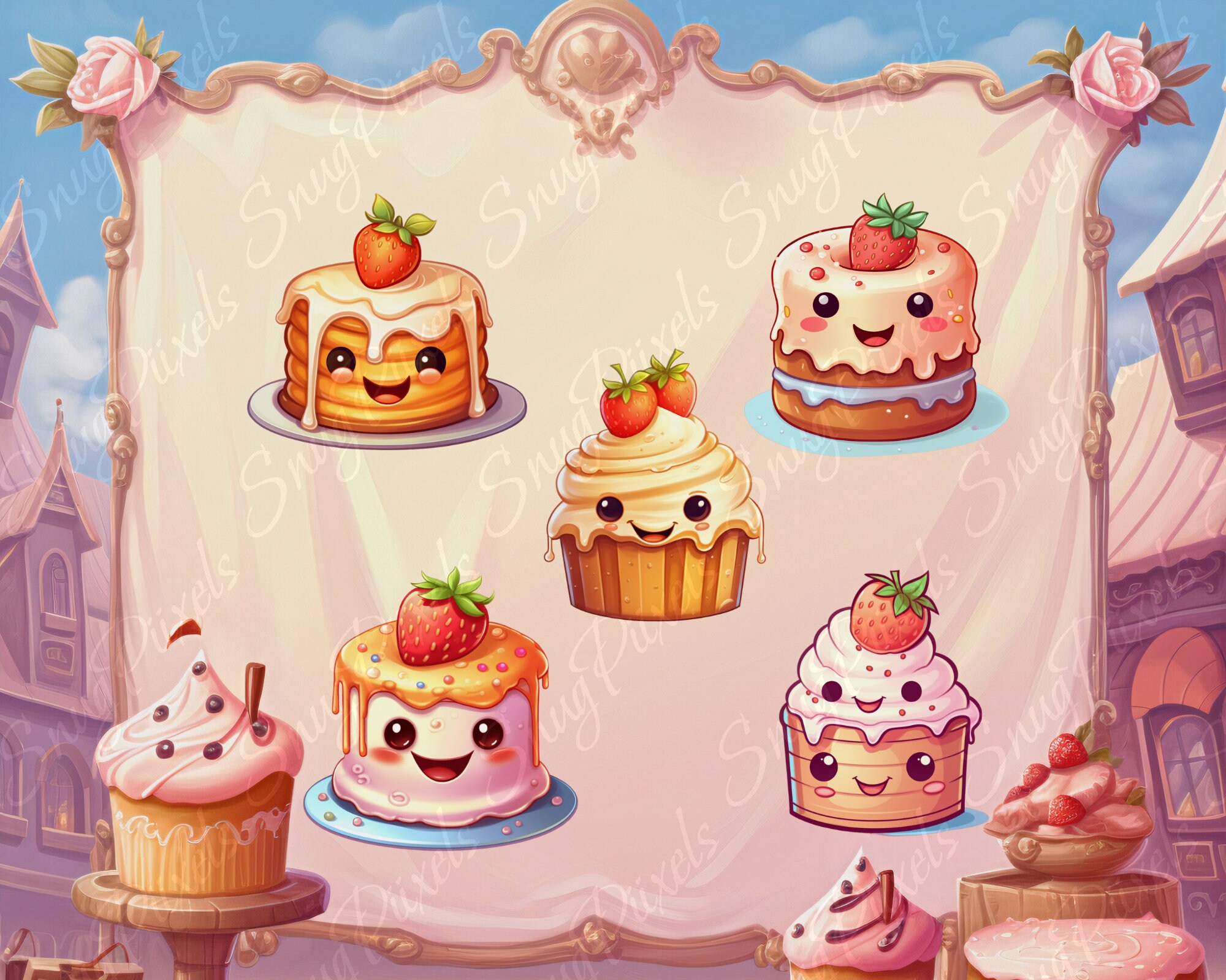 Mystical Bakery Digital Clipart Pack | PNG | Fairy Tale Cupcakes, Cakes ...