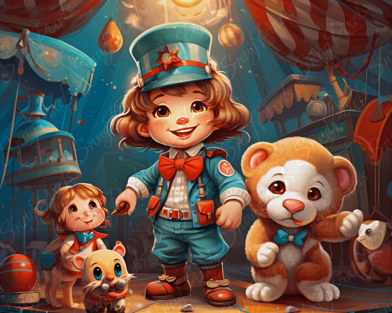 Cute Circus Characters Digital Clipart Pack PNG Circus - Etsy