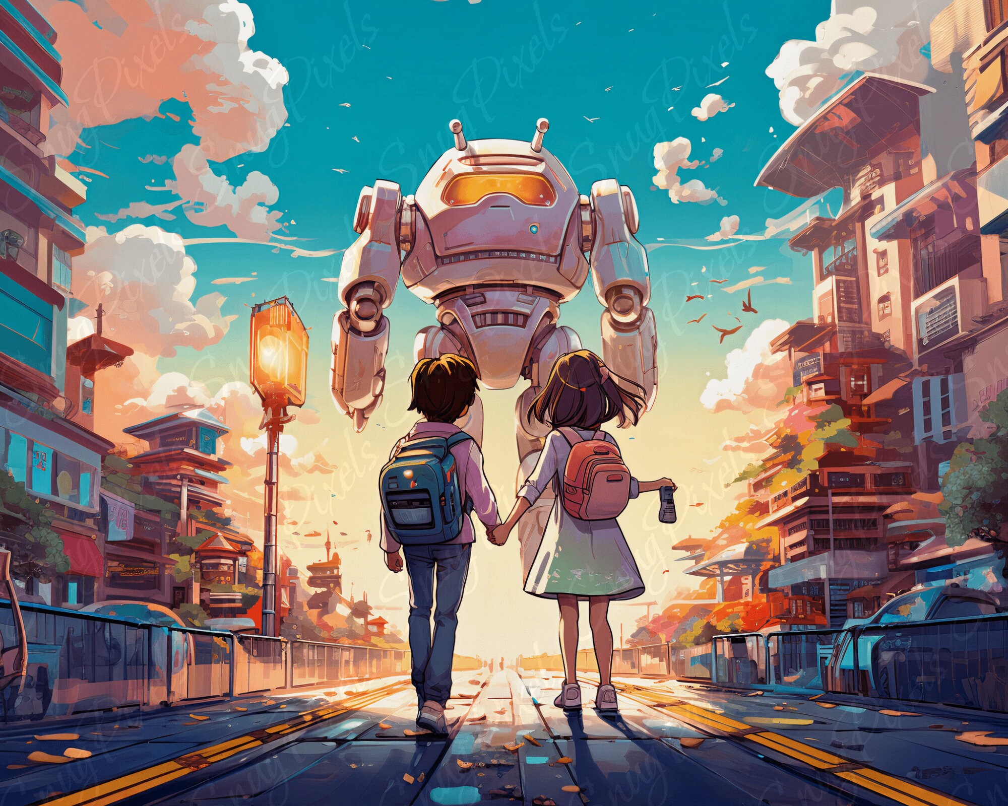 Fantasy Robot Clipart Pack Futuristic & Sci-fi Town, Space Robots Art ...
