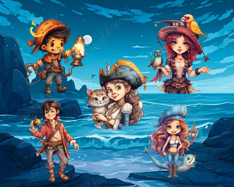 Fairy Tale Pirates Digital Clipart Pack | PNG | Pirate, Ships ...