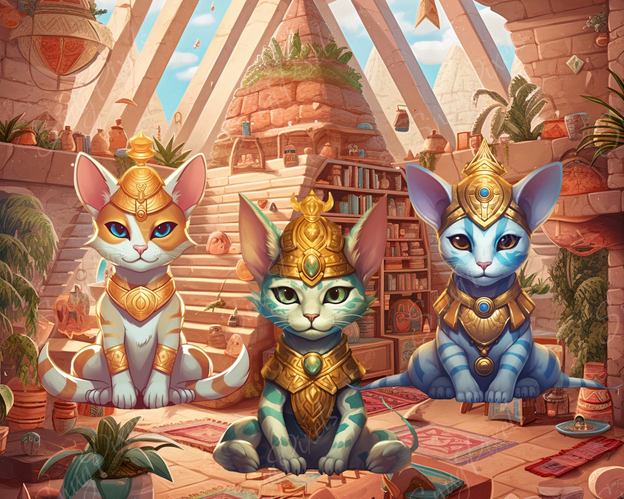 Egyptian Cats Digital Clipart Pack | PNG | Pyramids | Ancient Egypt ...