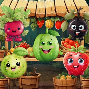 Cute Fruits & Vegetables Clipart Pack | Whimsical PNG Designs, Magical ...
