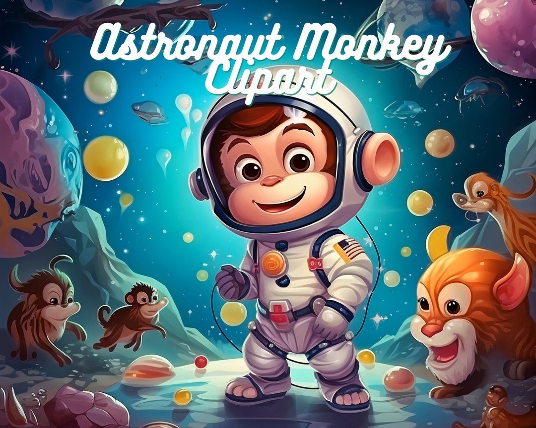 Cosmonaut Monkeys Digital Clipart Pack | PNG | Fairy Tale Characters ...