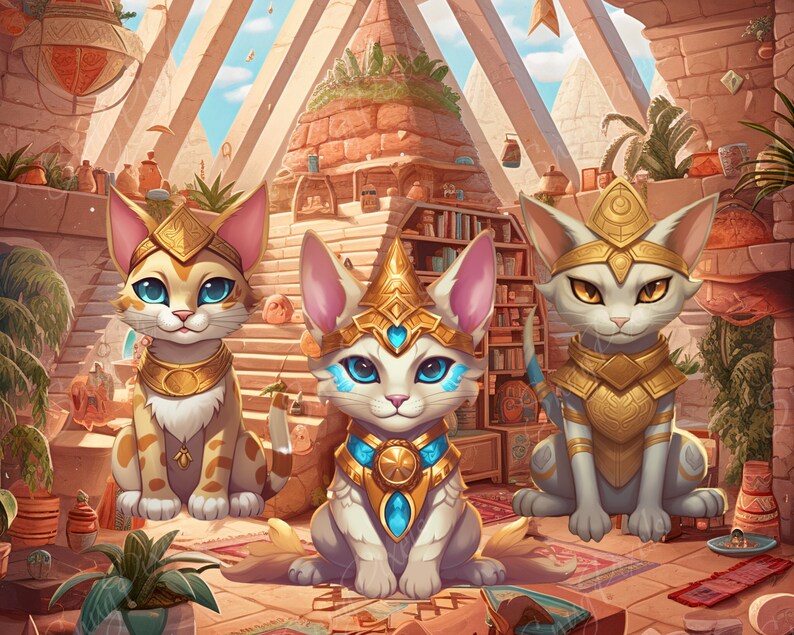 Egyptian Cats Digital Clipart Pack | PNG | Pyramids | Ancient Egypt ...