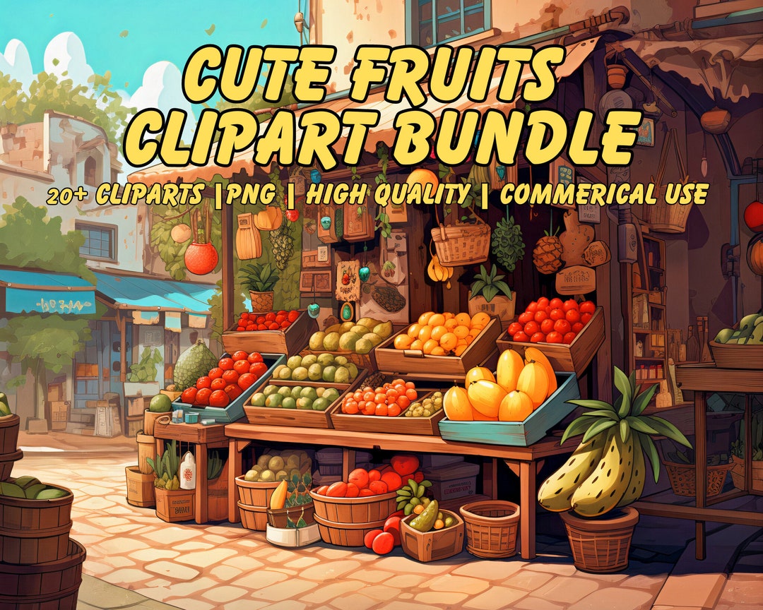 Cute Fruits & Vegetables Clipart Pack | Whimsical PNG Designs, Magical ...