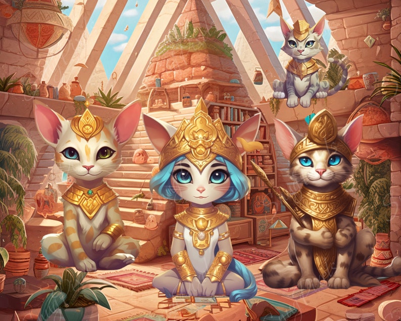 Egyptian Cats Digital Clipart Pack PNG Pyramids Ancient Egypt ...