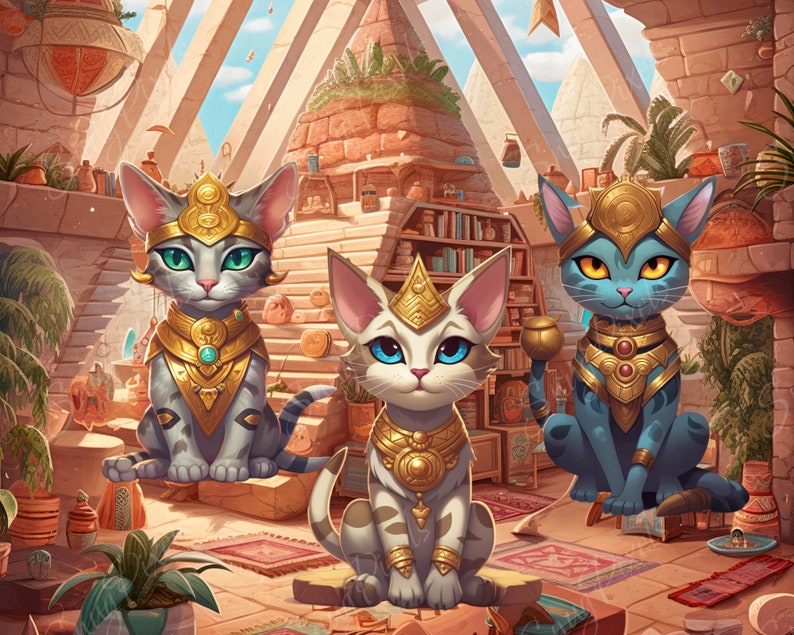Egyptian Cats Digital Clipart Pack | PNG | Pyramids | Ancient Egypt ...