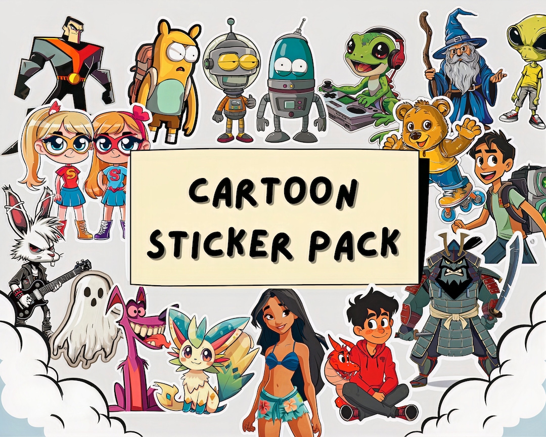 Retro Cartoon Stickers | 2000s Nostalgia | Planner Decals | Digital ...